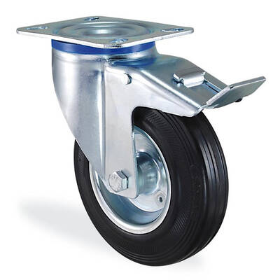 Kama Kauçuk Frenli Tekerlek - 100 mm Çap Ekonomik Kauçuk Tekerlek Kama